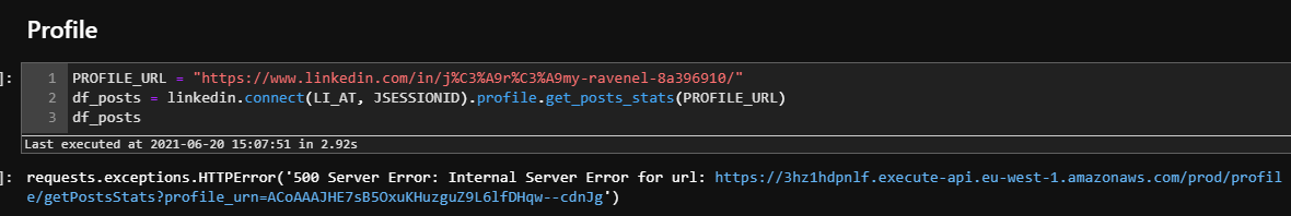 LinkedIn - Get posts stats : Internal error · Issue #132 · jupyter-naas ...