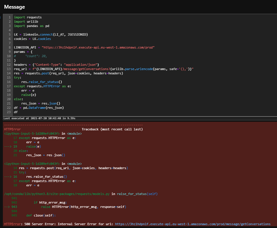 LinkedIn - Get conversations from message · Issue #114 · jupyter-naas/awesome-notebooks · GitHub
