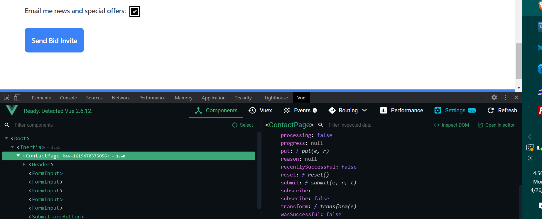 inertia form not properly updating value of checkbox input with v-model · Issue #647 · inertiajs ...