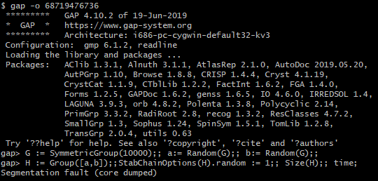 Segfault core dumped on randomized computation of the size of a large ...