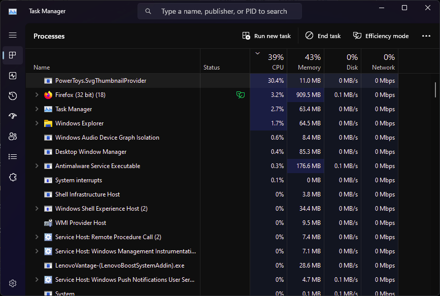 Powertoys.SvgThumbnailProvider took lots of CPU · Issue #26176 · microsoft/PowerToys · GitHub