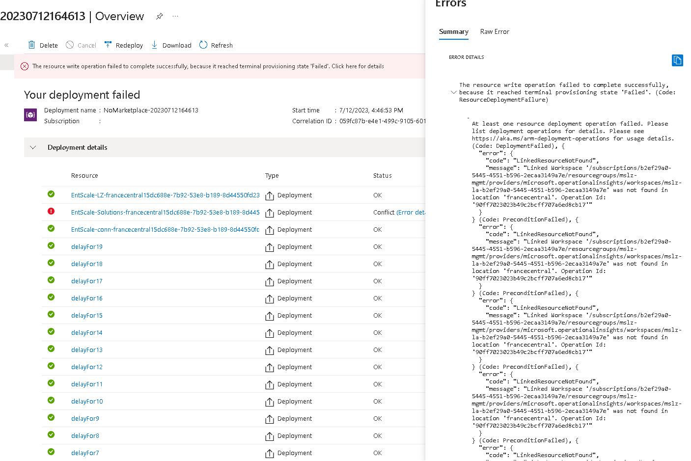 Deployment Failed when disabling LAW in the Trey Research scenario. · Issue #1380 · Azure ...