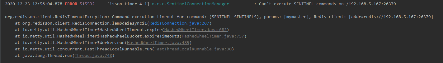 Command execution timeout for command: (SENTINEL SENTINELS) · Issue #3283 · redisson/redisson ...