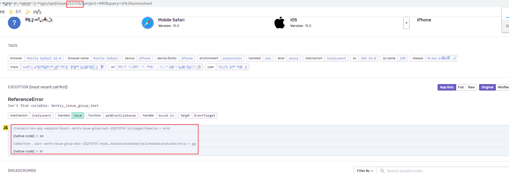 Incorrect line numbers on Safari · Issue #2550 · getsentry/sentry-javascript · GitHub