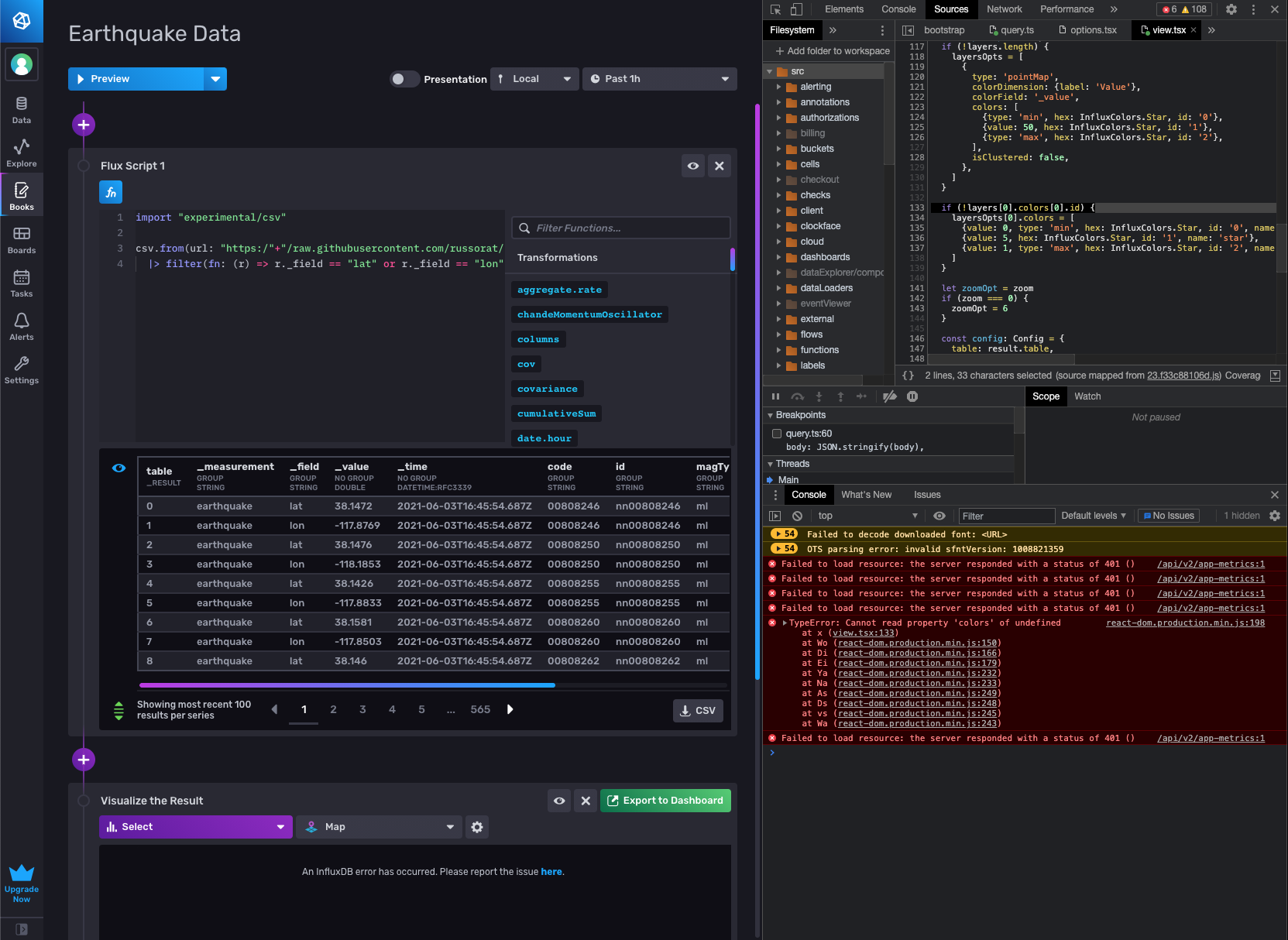 Maps Is Broken In Notebooks · Issue 1615 · Influxdata Ui · Github