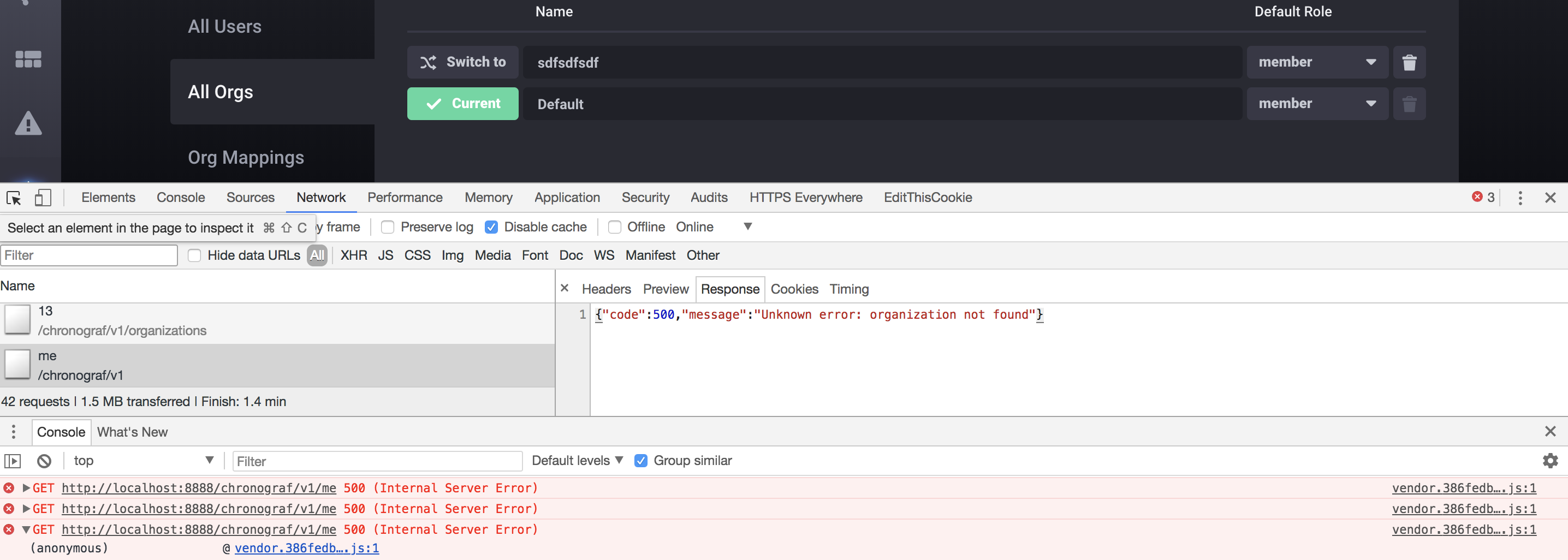 500 error when deleting an organization · Issue #3091 · influxdata/chronograf · GitHub