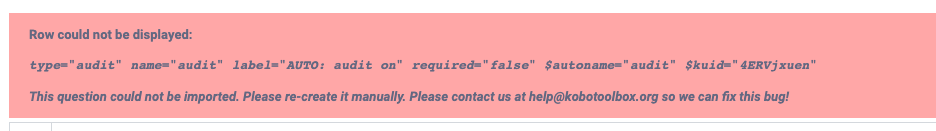 audit question not imported to form builder - error "row could not be displayed" · Issue #593 ...