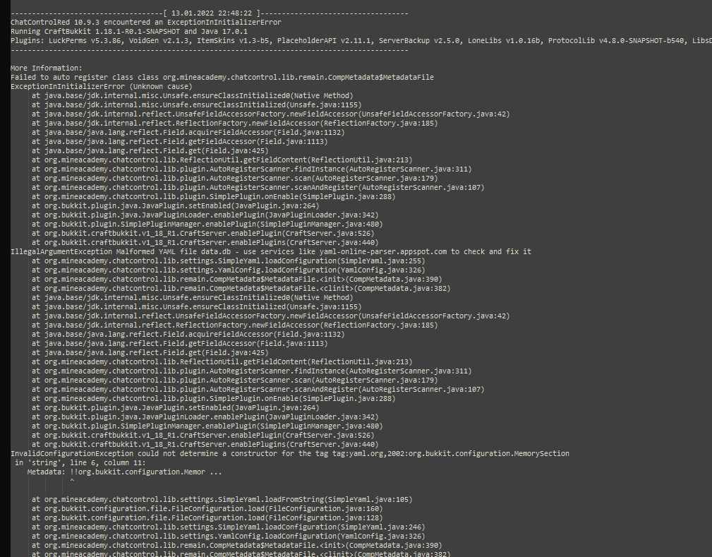 1.18.1 : java17 i can't use chatcontrol ; ; · Issue #1648 · kangarko/ChatControl-Red · GitHub