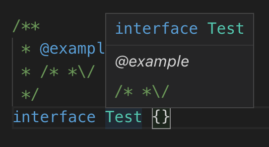 Block comments in TSDoc `@example` sections not (practically) usable ...
