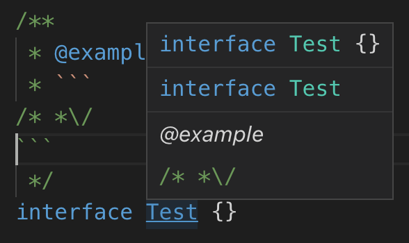 Block comments in TSDoc `@example` sections not (practically) usable · Issue #72674 · microsoft ...