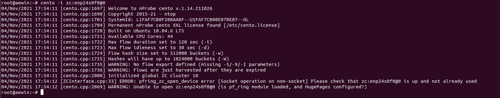 nprobe Cento (Licensed) pfring_zc_open_driver error with Ubuntu 18.04 kernel 5.4.0-89-generic ...