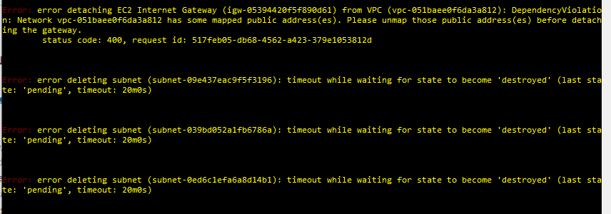 Error Deleting Subnet, Error Deleting EC2 Internet Gateway · Issue #30213 · hashicorp/terraform ...