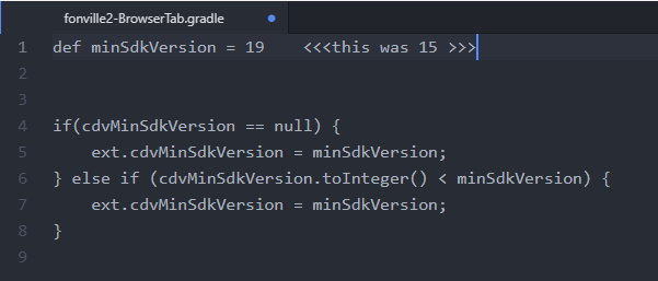 Manifest merger failed : uses-sdk:minSdkVersion 15 cannot be smaller than version 16 declared in ...