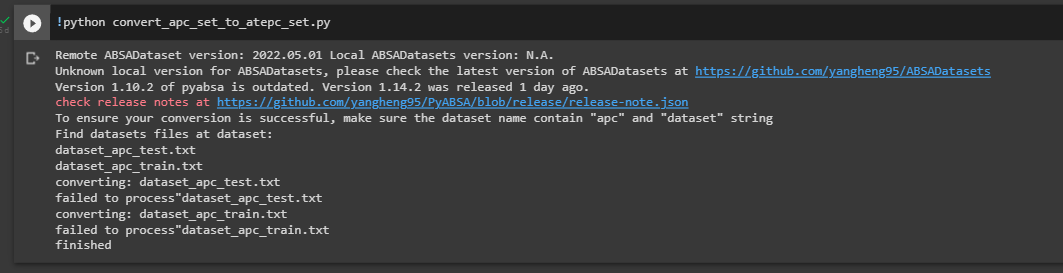 [Failed to convert APC into ATEPC] · Issue #188 · yangheng95/PyABSA · GitHub