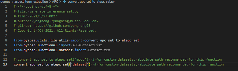 [Failed to convert APC into ATEPC] · Issue #188 · yangheng95/PyABSA · GitHub