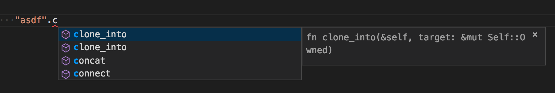 No completion for "asdf".chars · Issue #445 · rust-lang/vscode-rust · GitHub