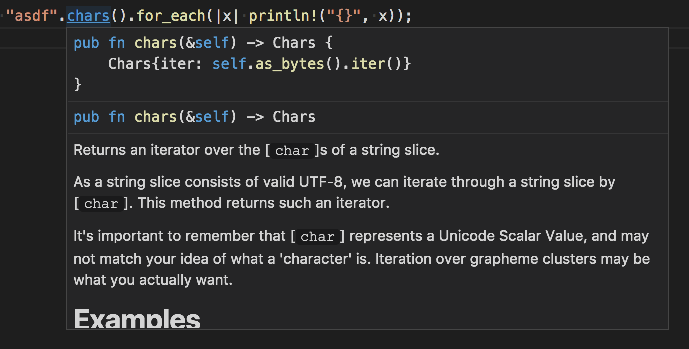 No completion for "asdf".chars · Issue #445 · rust-lang/vscode-rust · GitHub
