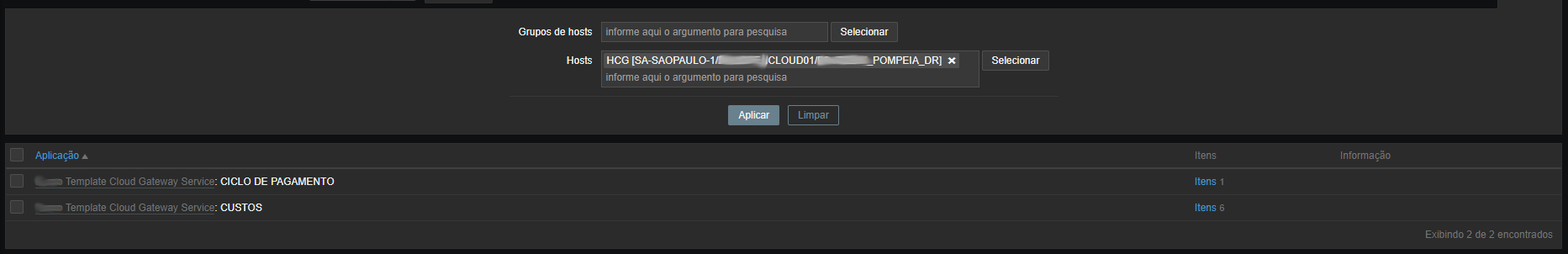 Some items and applications do not show in Grafana, but they exist in ...