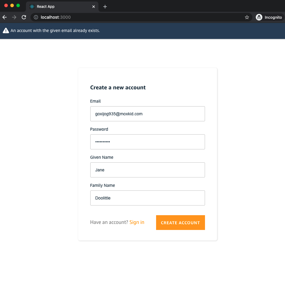 Amplify Auth signup flow , account creation · Issue #290 · aws-amplify/amplify-ui · GitHub