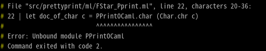 Error: Unbound module PPrintOCaml · Issue #2430 · FStarLang/FStar · GitHub