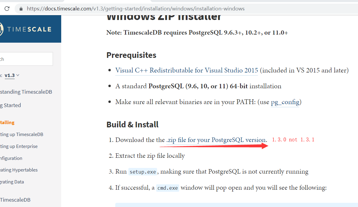 Build & Install is not 1.3.1 · Issue #1294 · timescale/timescaledb · GitHub