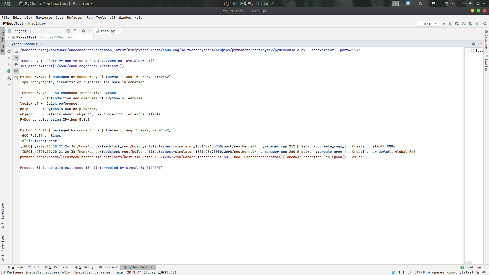 Can't import nest at PyCharm with Anaconda. · Issue #1854 · nest/nest-simulator · GitHub