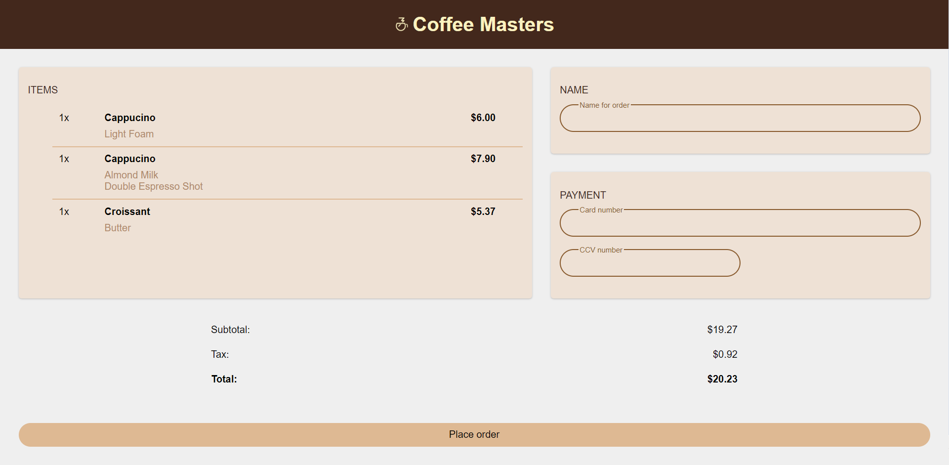 GitHub - david-miklos/coffee-shop-checkout-page: Checkout page for a ...