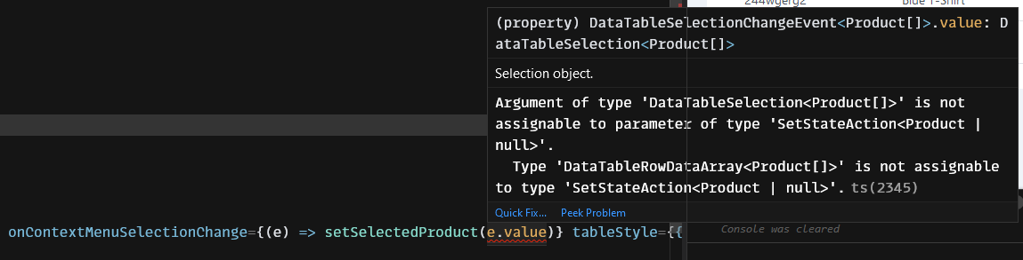 DataTable: onContextMenuSelectionChange type incorrect · Issue #4275 · primefaces/primereact ...