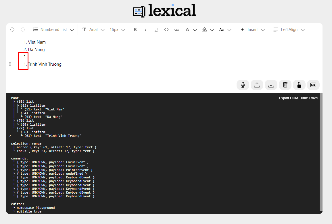 Bug: The number in numbered list reset and duplicated after change from bullet list to numbered ...