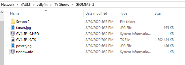 Recorded TV shows may have cryptic folder/file names rather than title ...