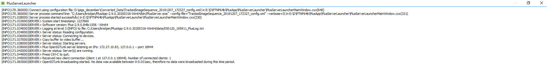 Plus Launcher keeps saying “Launching” · Issue #683 · PlusToolkit/PlusLib · GitHub