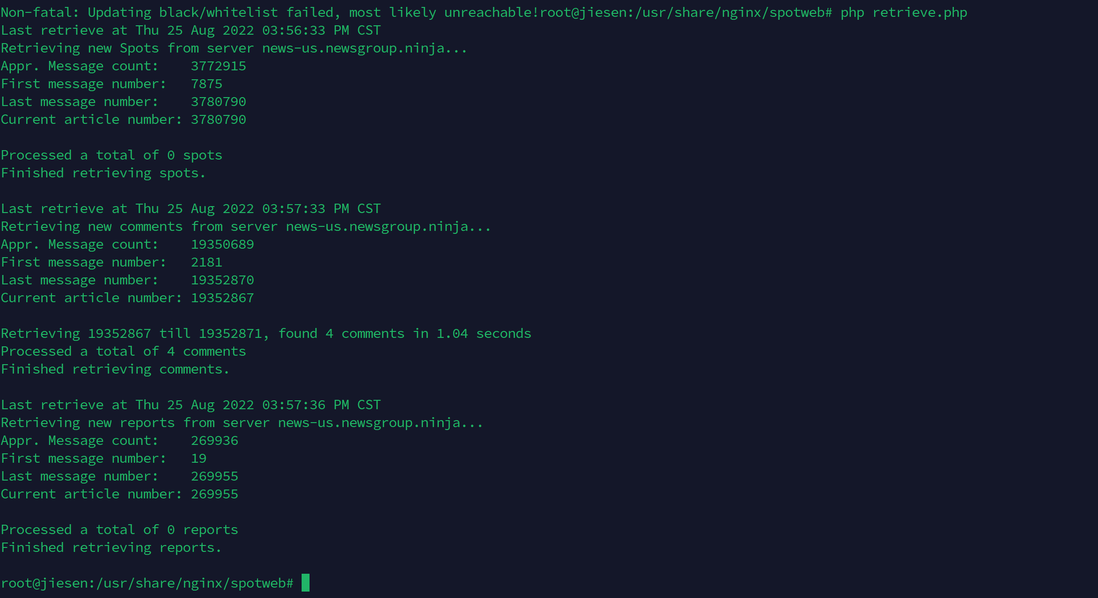 Failed loading XML: Non-fatal: Updating black/whitelist failed, most likely unreachable! · Issue ...