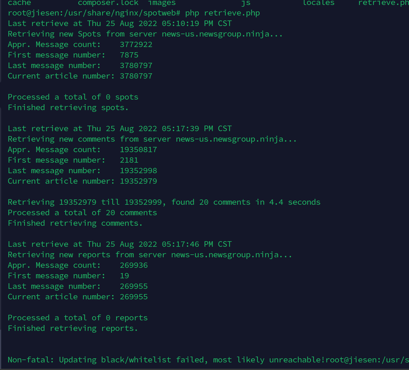 Failed loading XML: Non-fatal: Updating black/whitelist failed, most likely unreachable! · Issue ...