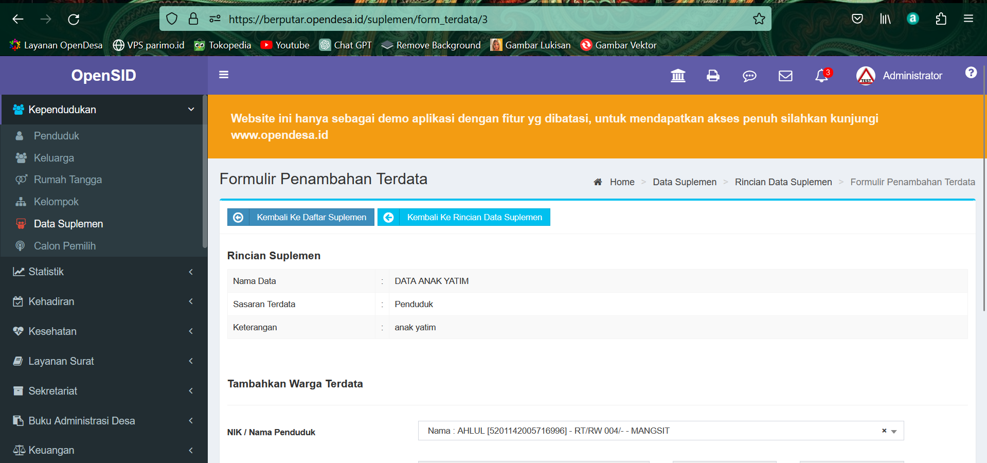 Bugerror Tidak Bisa Menambah Data Suplemen · Issue 6799 · Opensidopensid · Github