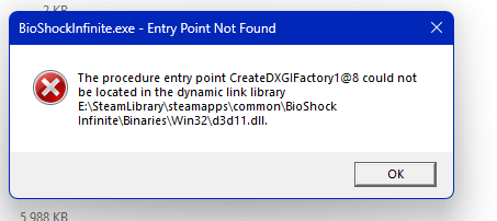 Bioshock Infinite Entry Point Not Found · Issue #3599 · doitsujin/dxvk · GitHub