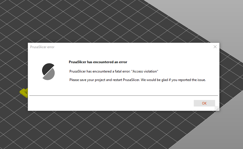 "Access Violation" fatal error when slicing 5 perimeters 0 top and 0 bottom layers · Issue ...