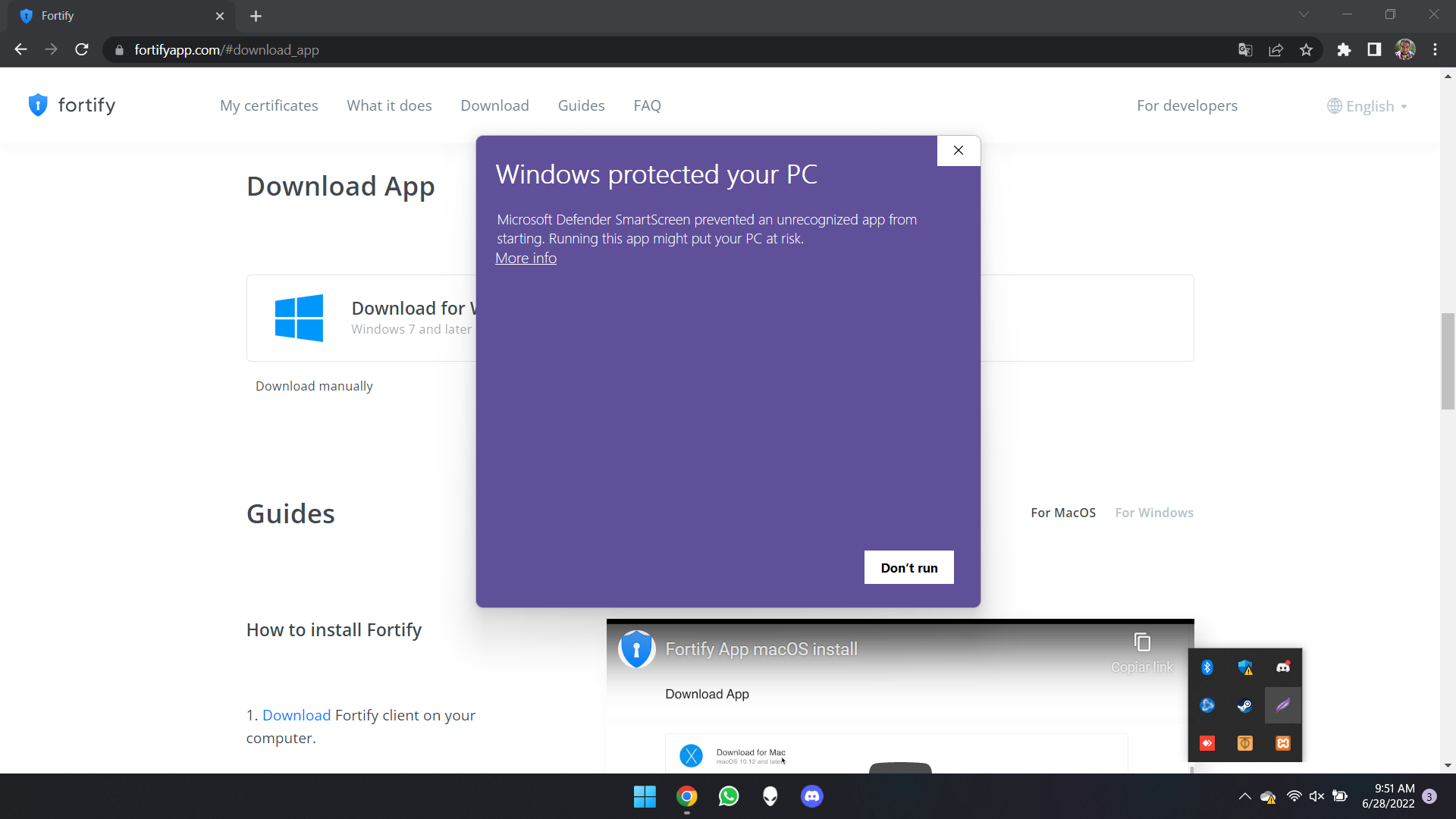 Fortify not signed or whitelisted Windows · Issue #491 · PeculiarVentures/fortify · GitHub