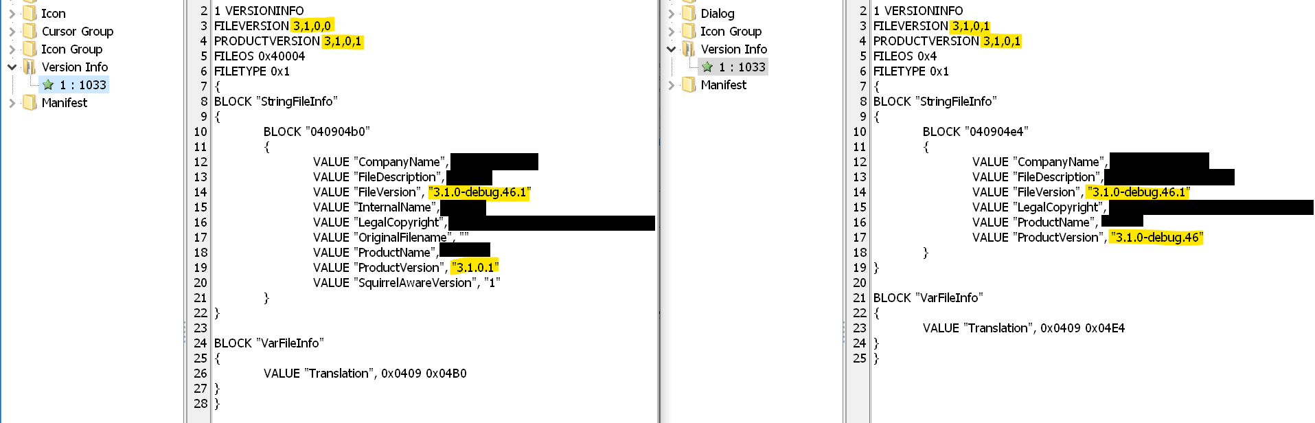 Inconsistent FileVersion and ProductVersion injected in App.exe and ...