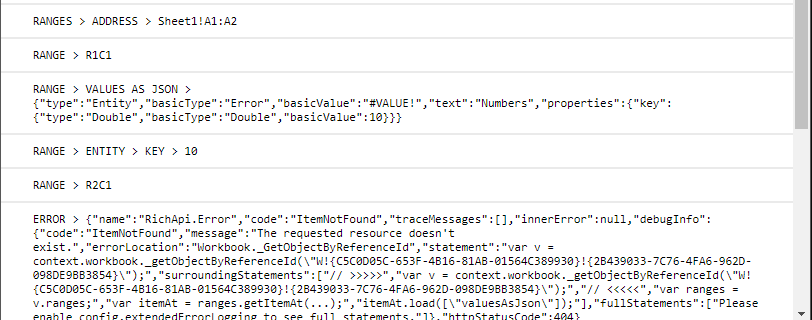 Subsequent Use Of Valuesasjson When Iterating Over A Rangecollection From The Precedents 