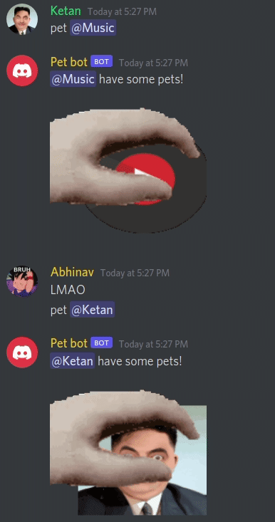 GitHub - abhinavxd/Discord-pet-bot: Discord bot for your daily pets.