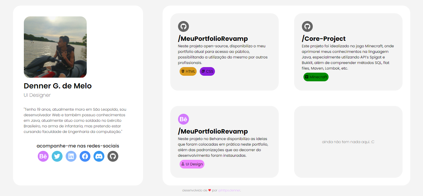 GitHub - dennermelo/MeuPortfolioRevamp: Um simples repositório para ...
