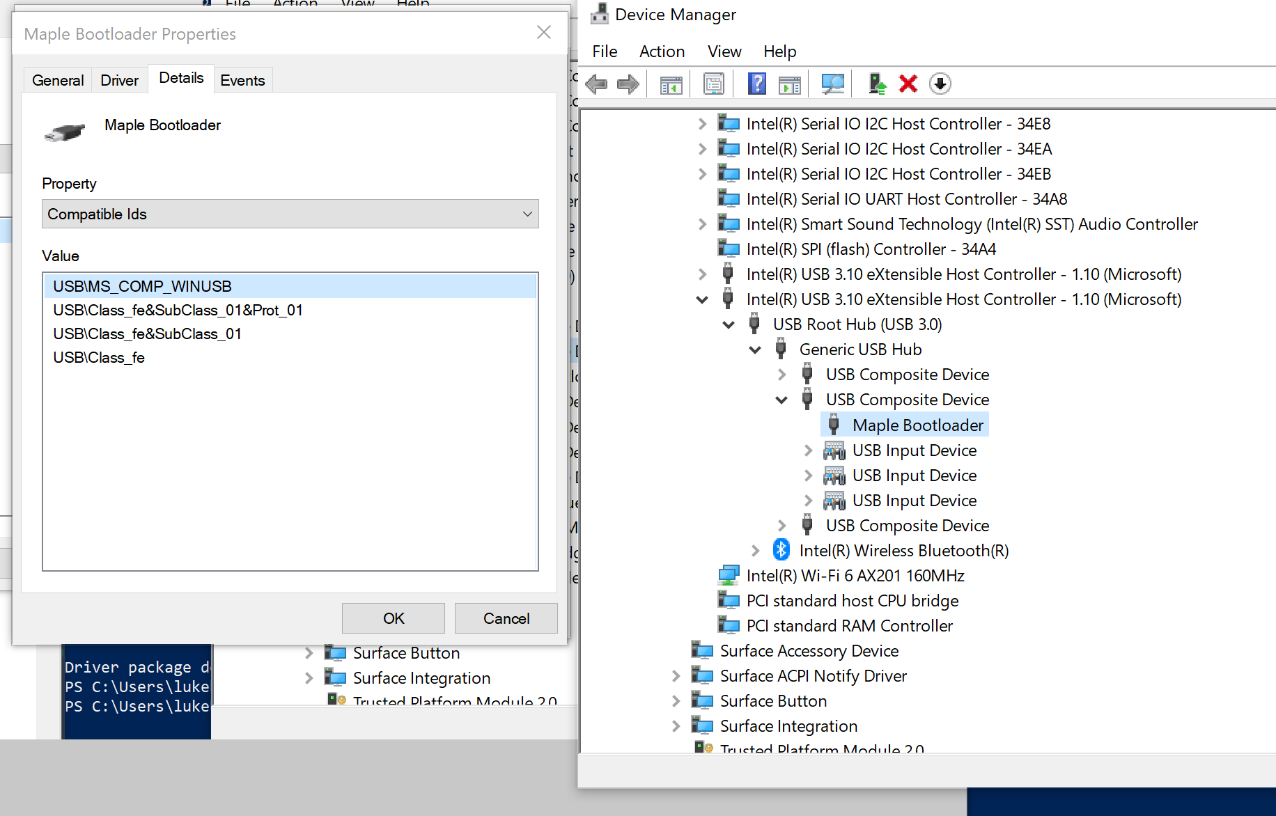 Unable to get wdi-simple.exe to associate WinUSB drivers without ...