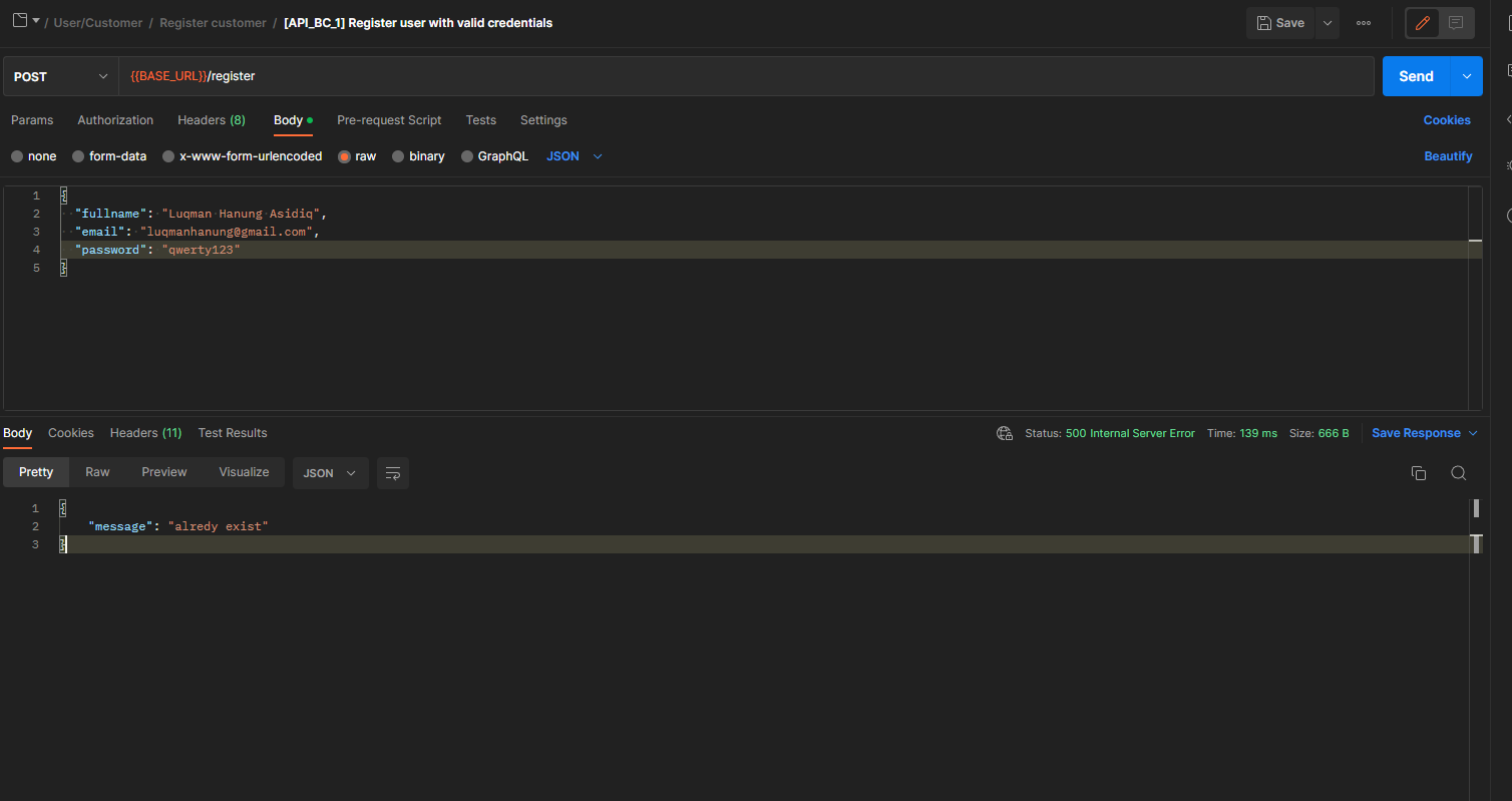 [BUG] in register user · Issue #44 · ProjectBengcall/BackEndWork · GitHub