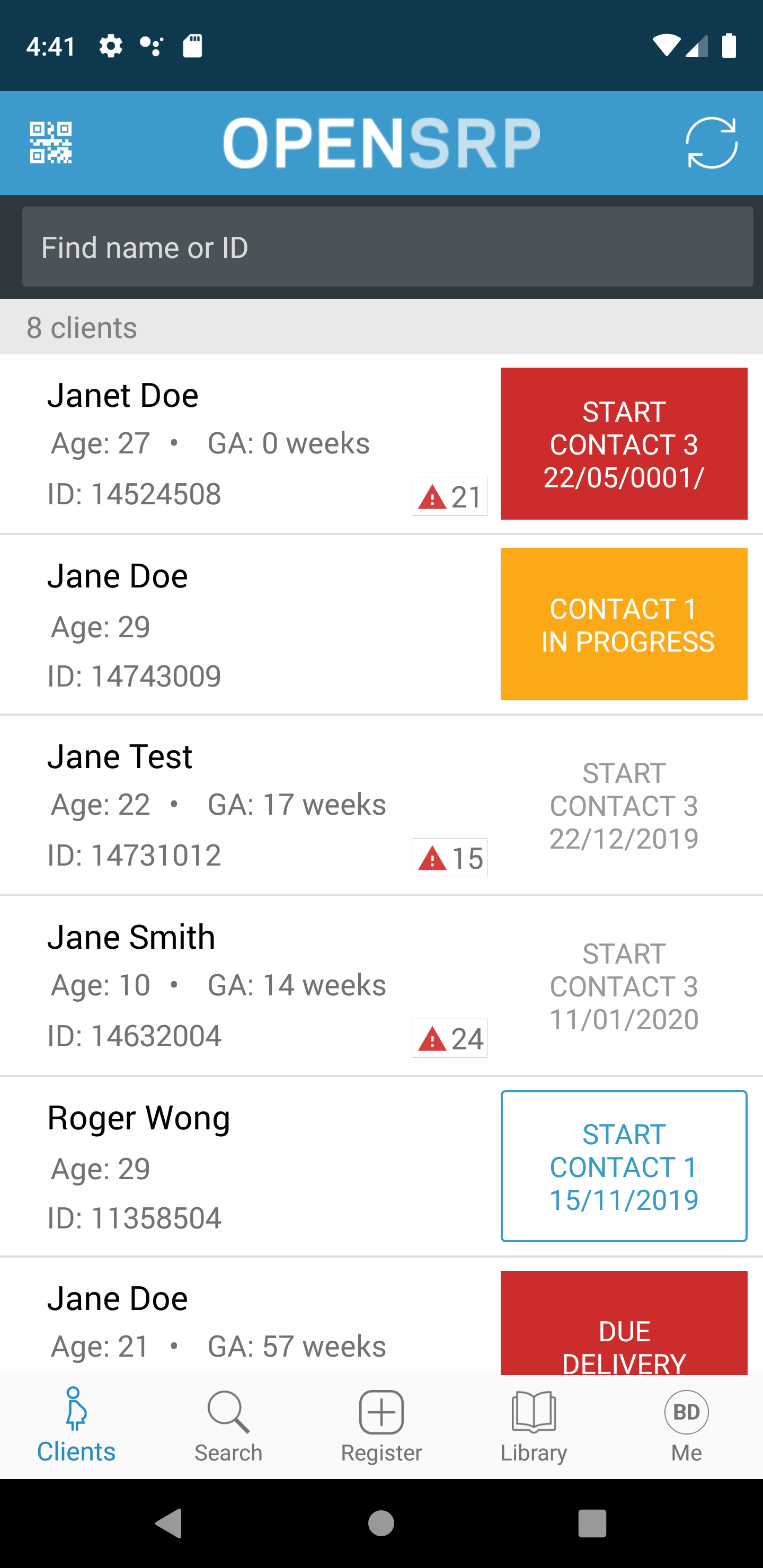 Implement changes to the button statuses on main register list page · Issue #402 · opensrp ...