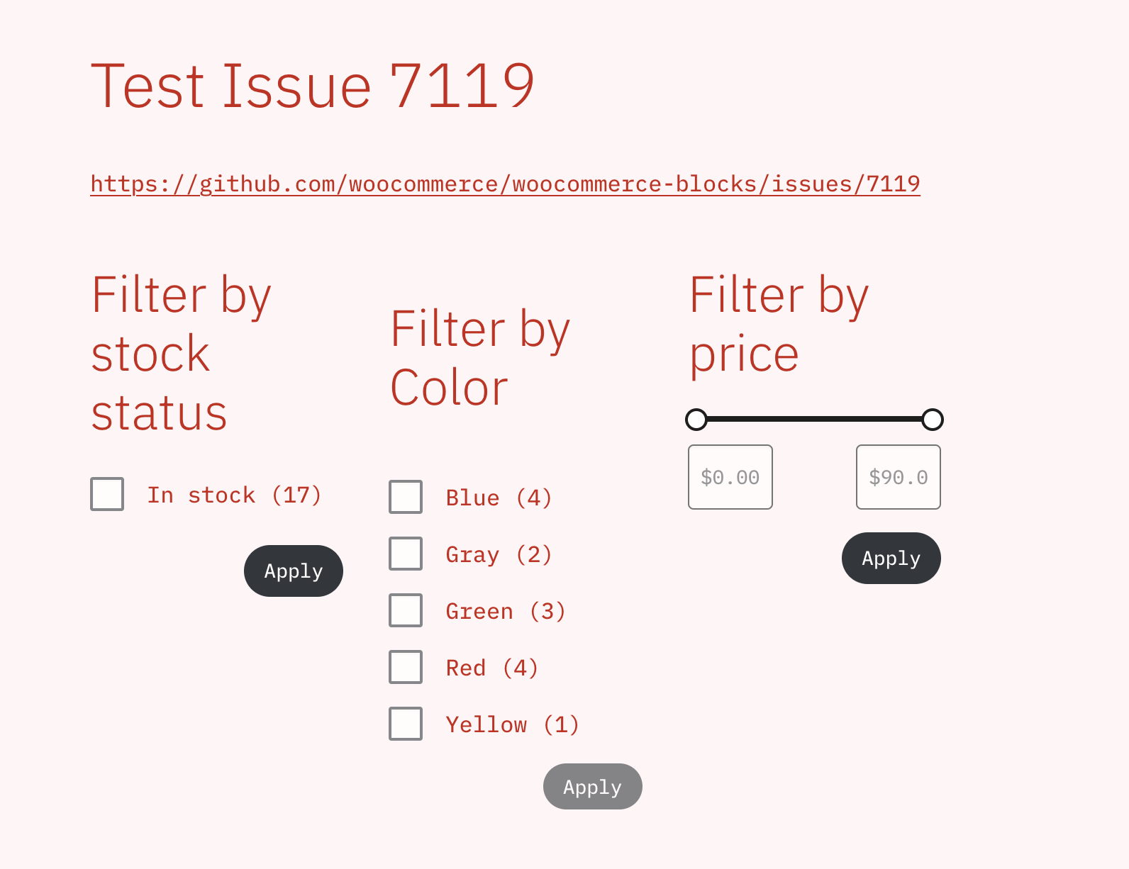 Filter Block Buttons appearing differently in the editor vs the front end · Issue #42591 ...