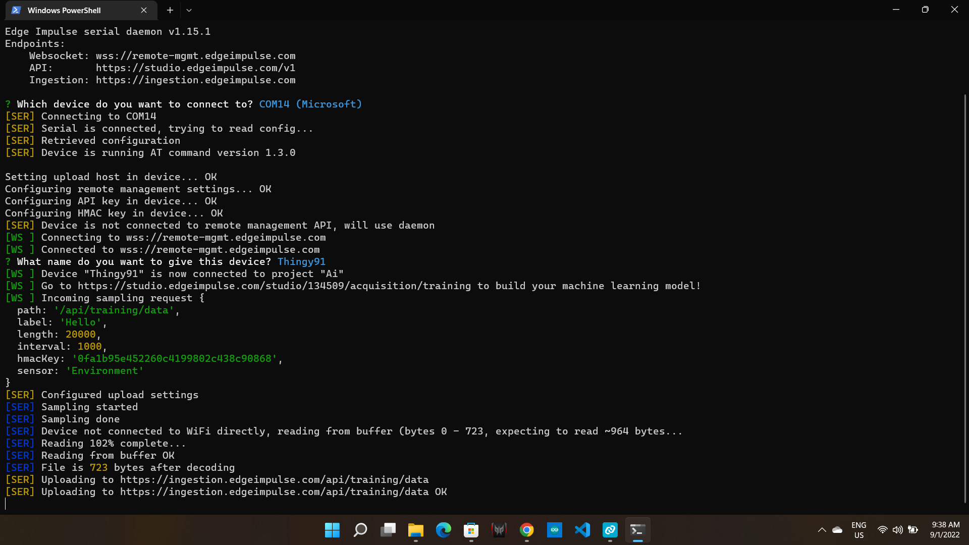 Cannot connect to Edge Impulse Daemon · Issue #1 · edgeimpulse/firmware-nordic-thingy91 · GitHub