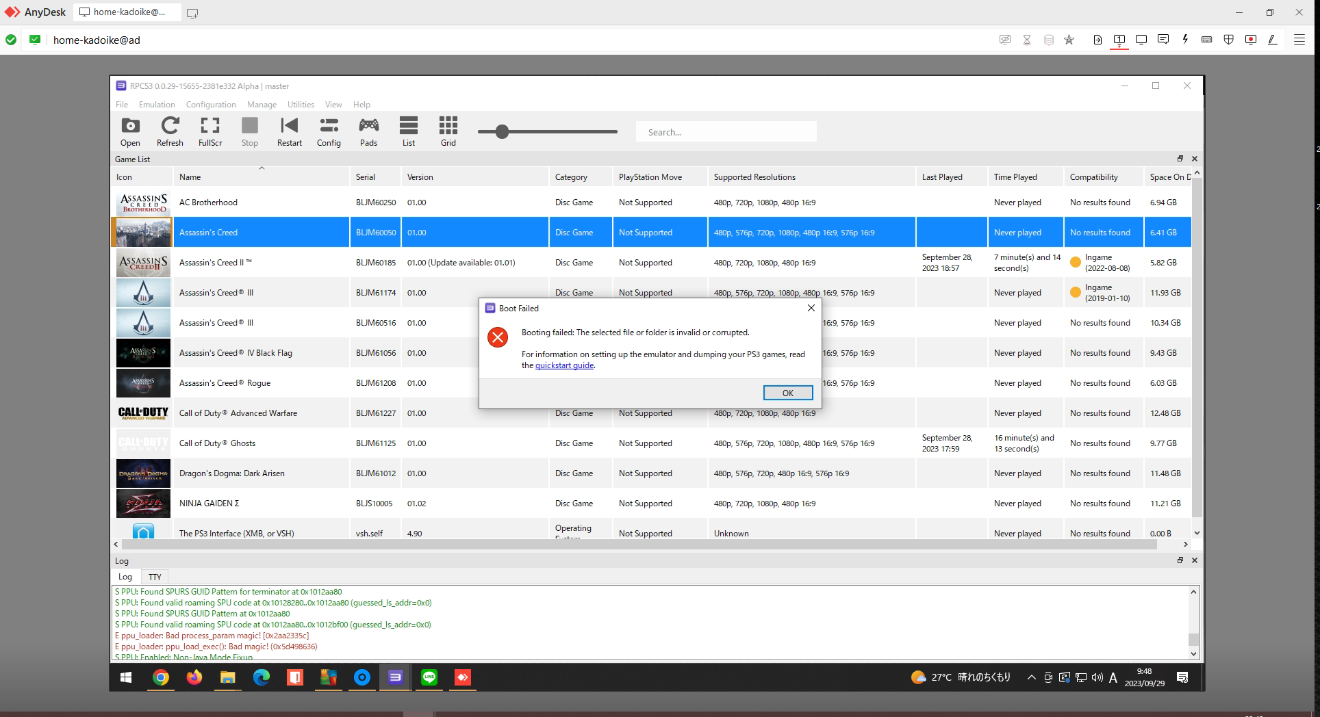 Assassin's Creed [BLJM60050]=[BLJM60110] can't boot. · Issue #14687 · RPCS3/rpcs3 · GitHub