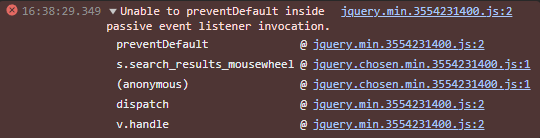 Unable To Preventdefault Inside Passive Event Listener Invocation · Issue 3143 · Harvesthq 2728