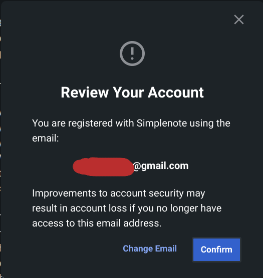 "Review Your Account" dialog appears always when starting the ...