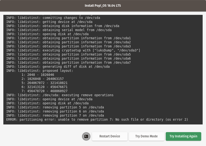 Unable to install pop os / ERROR: partitioning error: unable to remove partition · Issue #102 ...